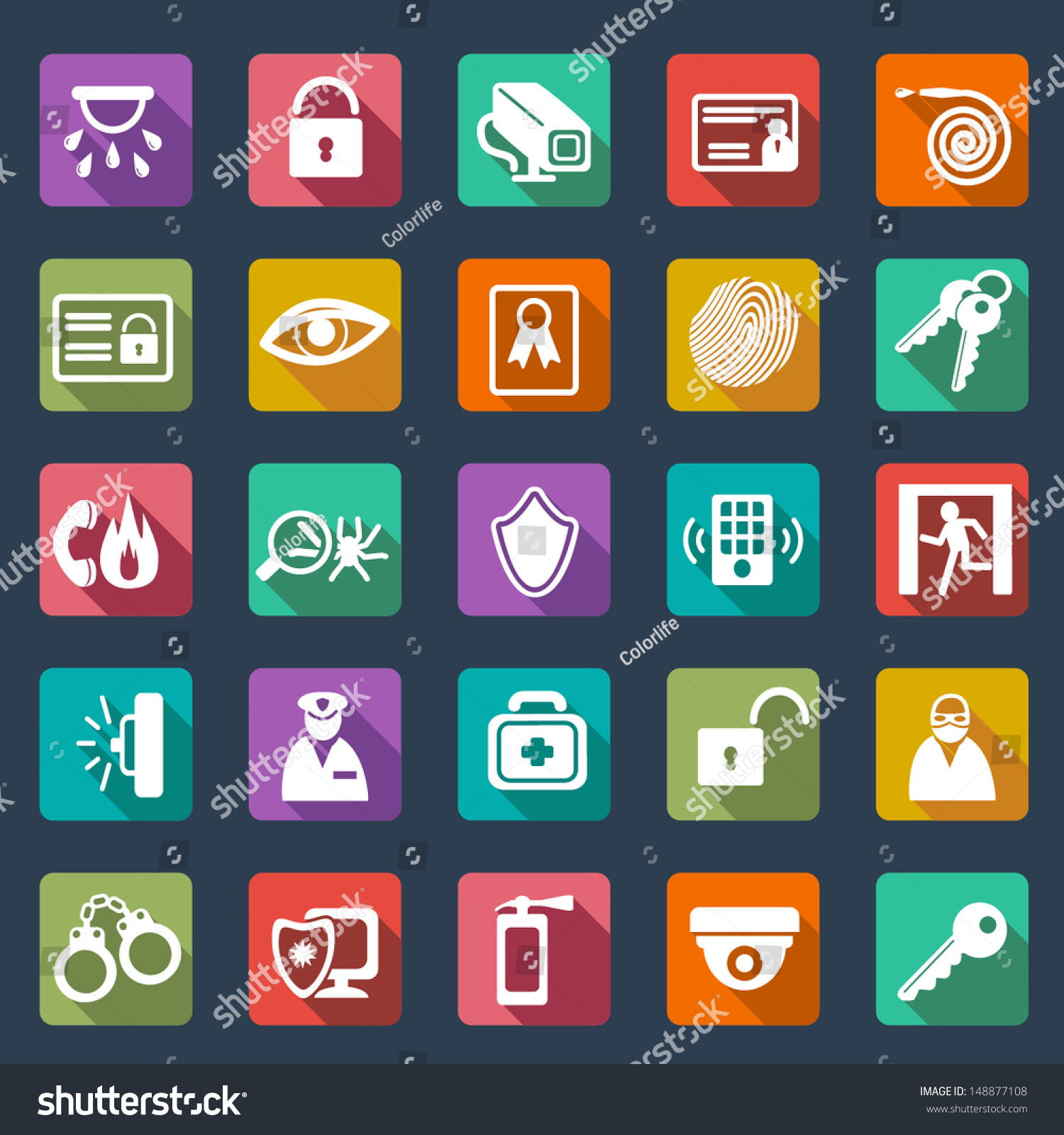 Security Icons- Flat Design Stock Vector Illustration 148877108 ...