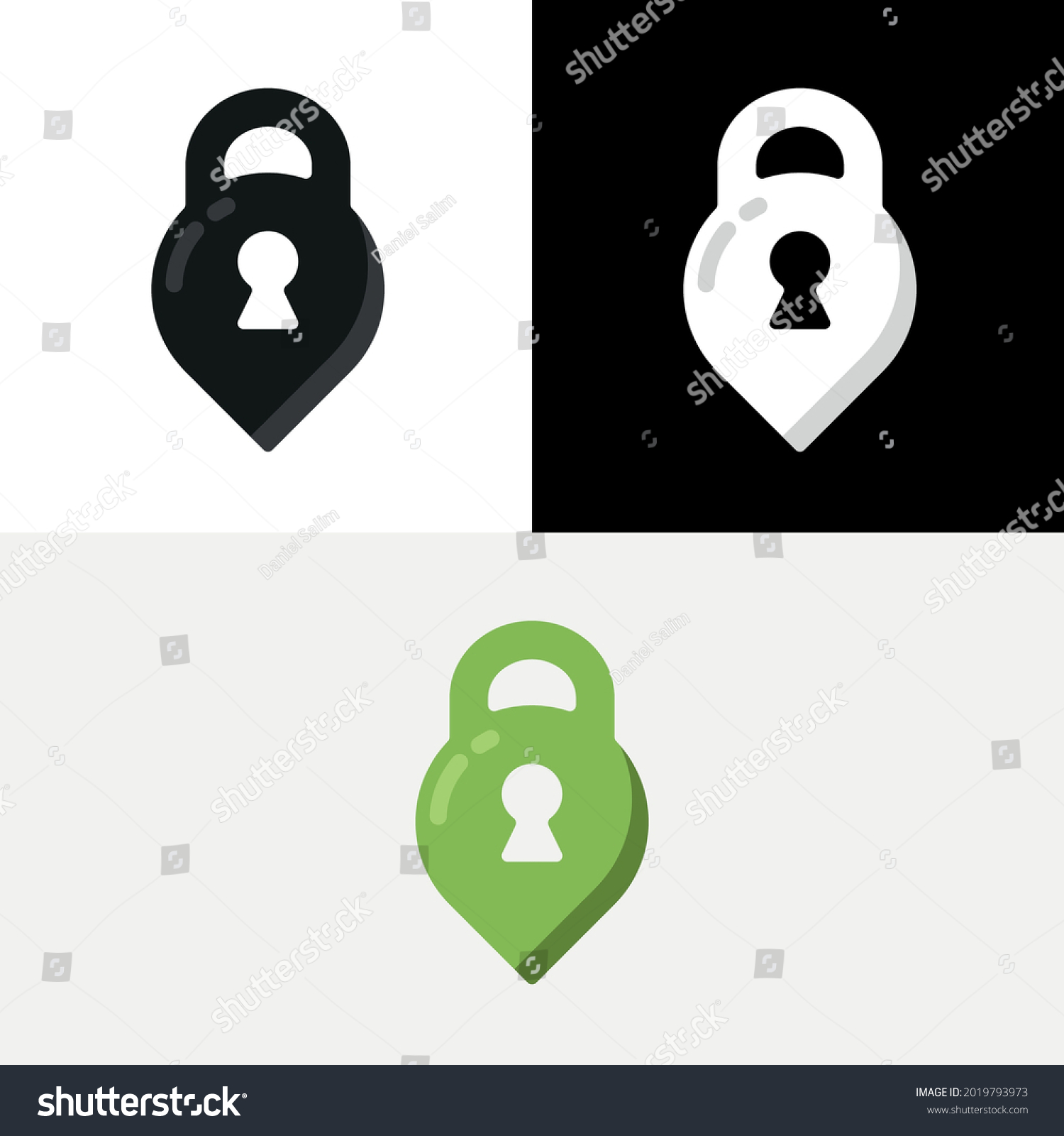Security Lock Pin Point Location Logo Stock Vector (Royalty Free ...