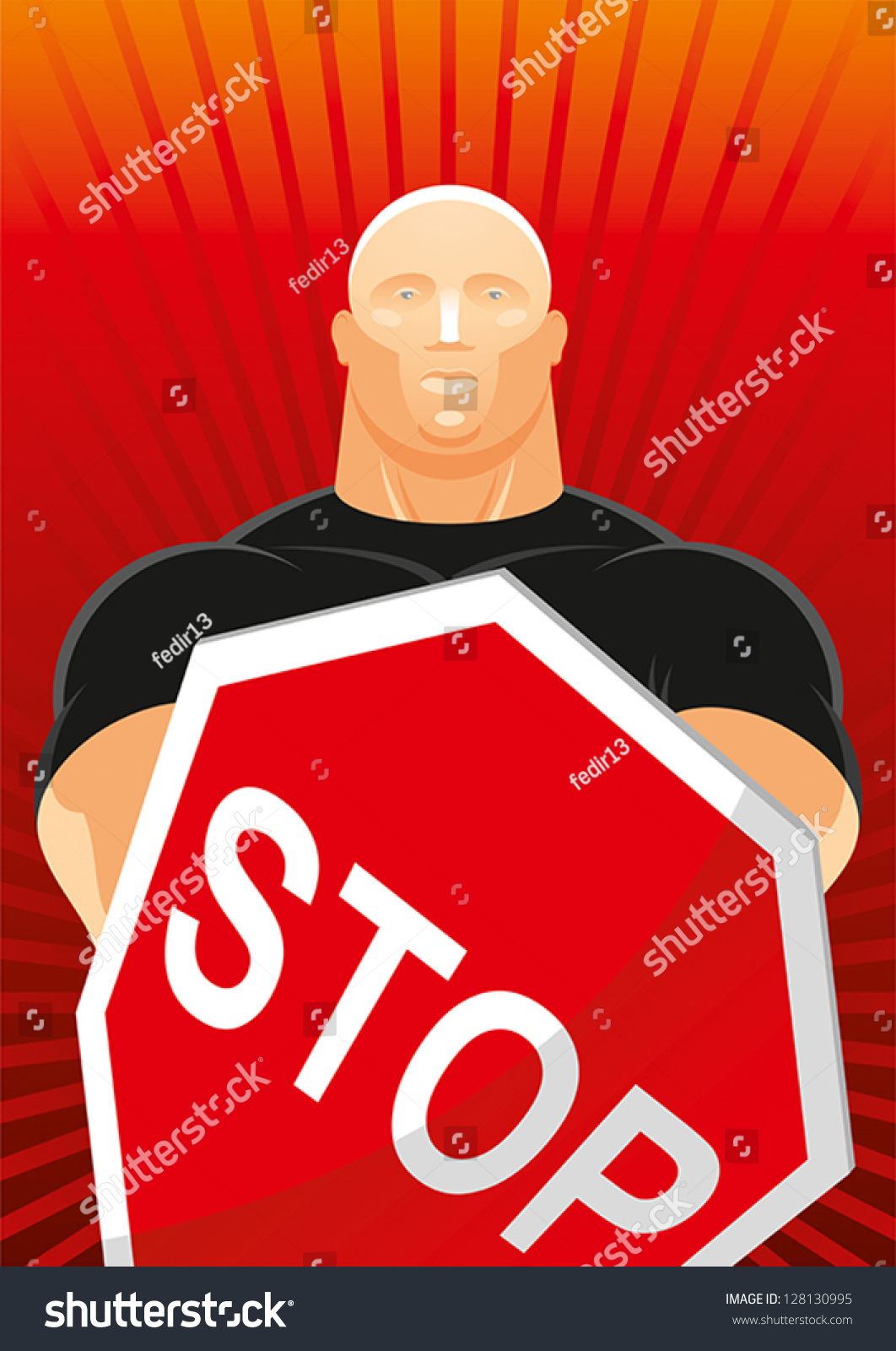 Security Man Stop Sign: vector de stock (libre de regalías) 128130995 ...