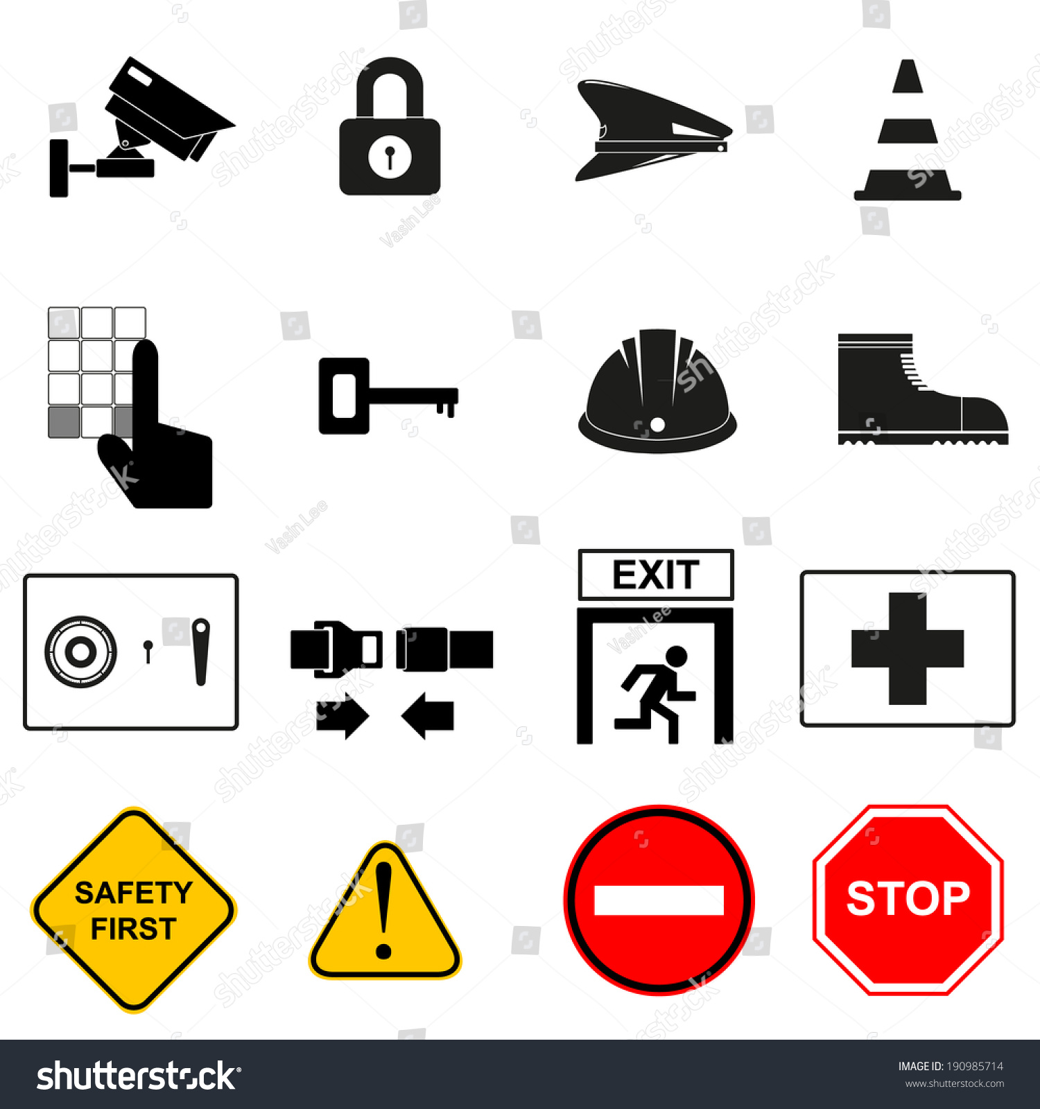 Security Safety Icon Set Stock Vector (Royalty Free) 190985714