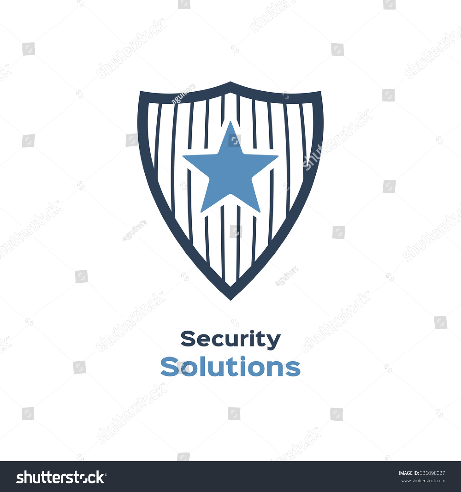 Security Solutions Logo Shield Star Silhouette: เวกเตอร์สต็อก (ปลอดค่า ...