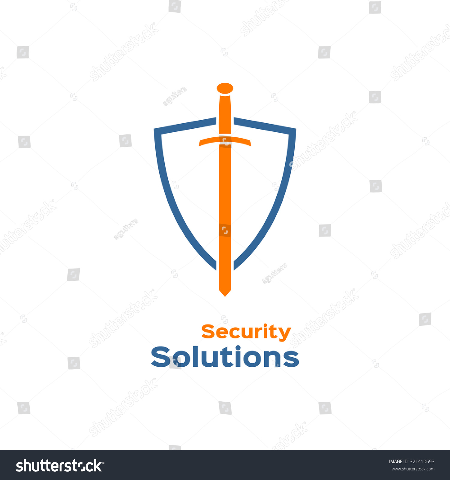 Security Solutions Logo Shield Sword Silhouette: เวกเตอร์สต็อก (ปลอดค่า ...