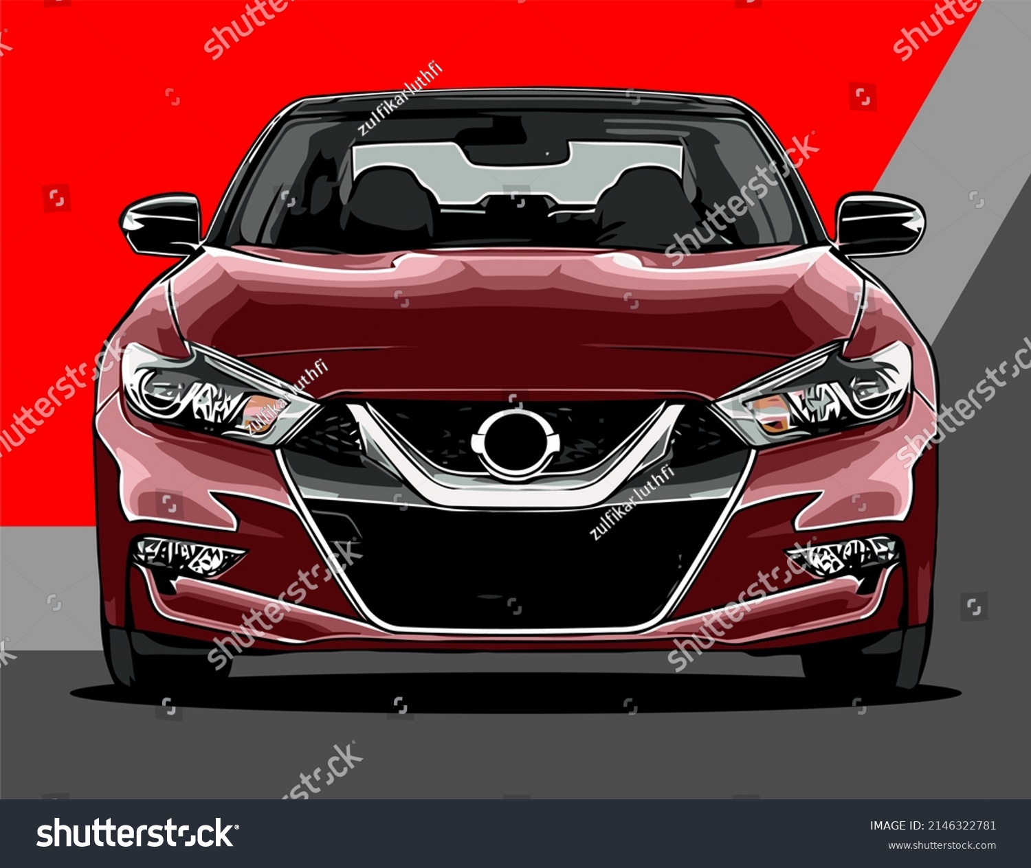 Sedan Car Front View Vector Template Stock Vector (Royalty Free ...