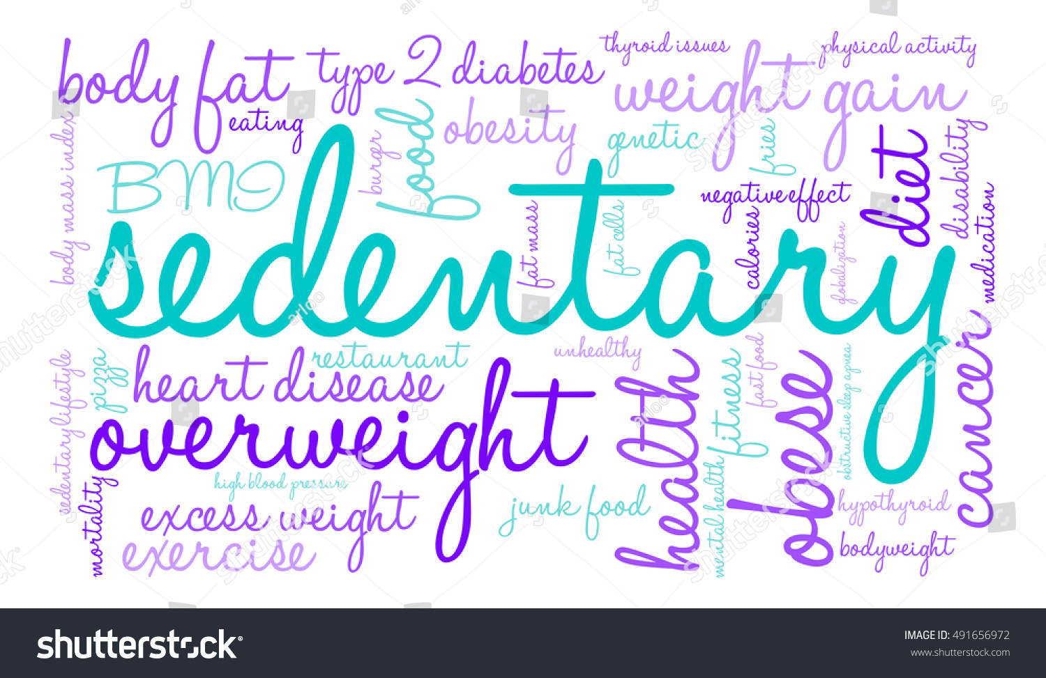 Sedentary Word Cloud On White Background Stock Vector (Royalty Free ...