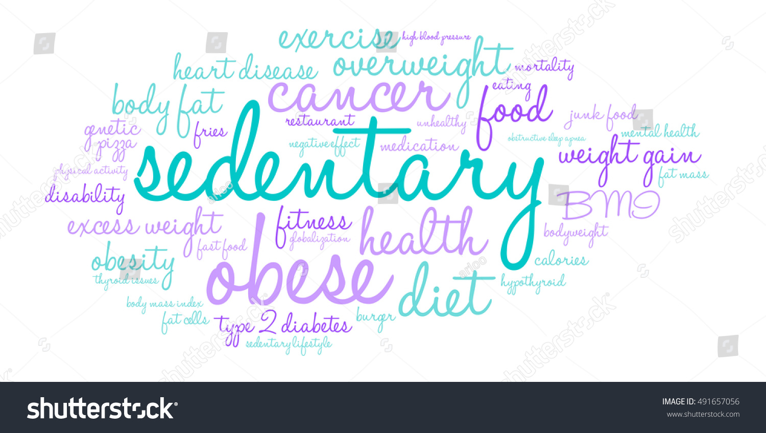 Sedentary Word Cloud On White Background Stock Vector (Royalty Free ...