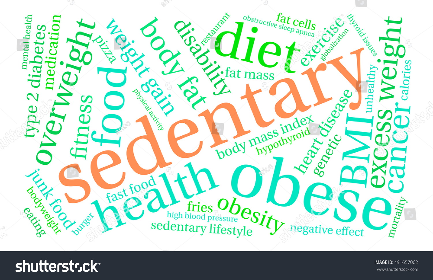 Sedentary Word Cloud On White Background Stock Vector (Royalty Free ...