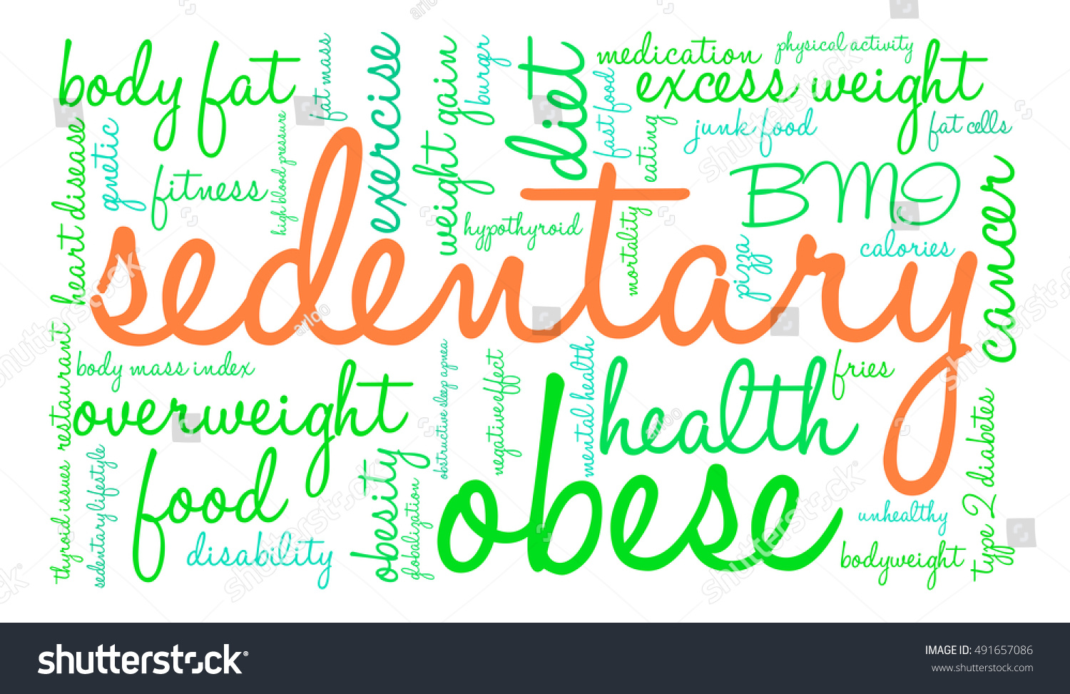 Sedentary Word Cloud On White Background Stock Vector (Royalty Free ...