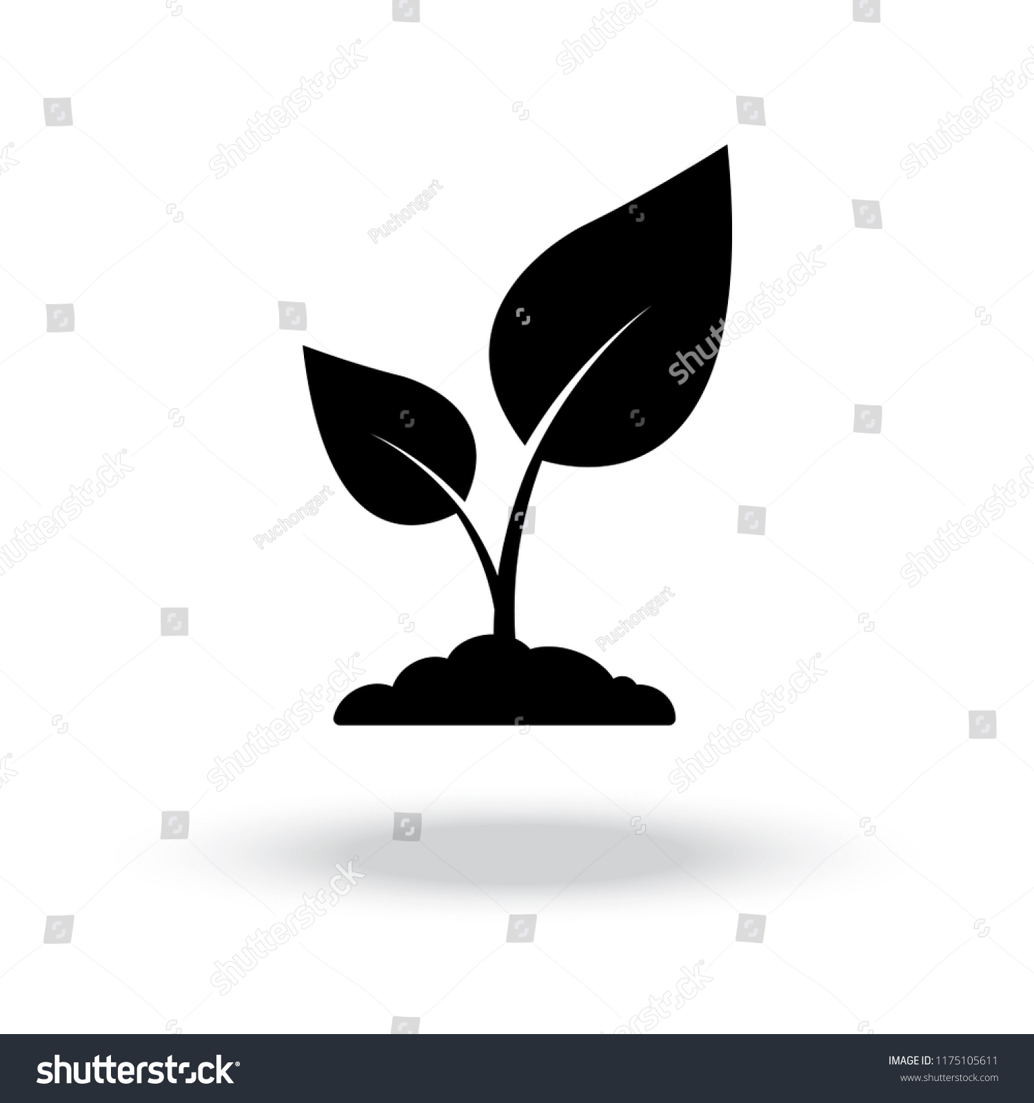 Seedling Vector Silhouette Stock Vector (Royalty Free) 1175105611