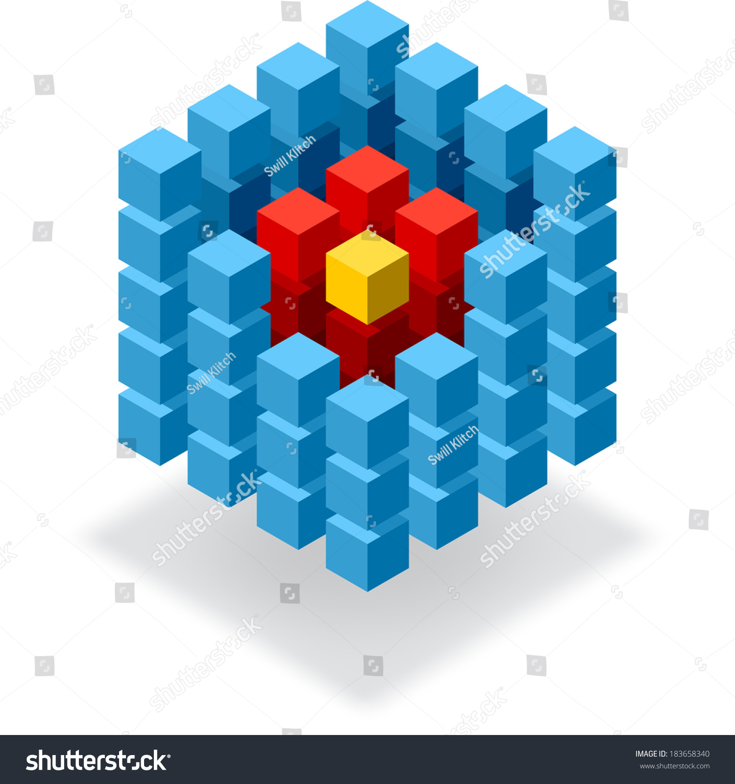Segmented Blue Cube Infographic Element Red Stock Vector (Royalty Free ...