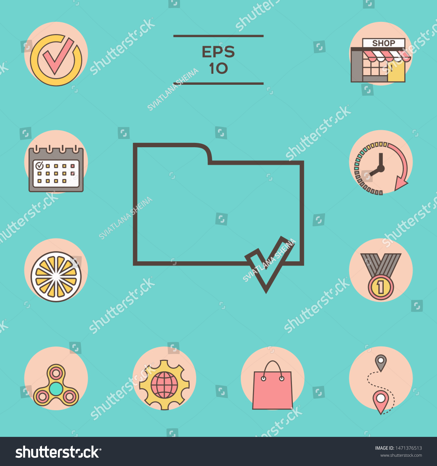 Select Document Sign Folder Icon Check: vector de stock (libre de ...