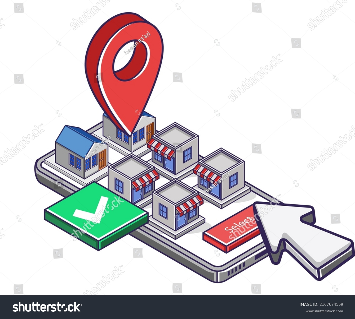 Selecting Store Location Map App Stock Vector (Royalty Free) 2167674559 ...