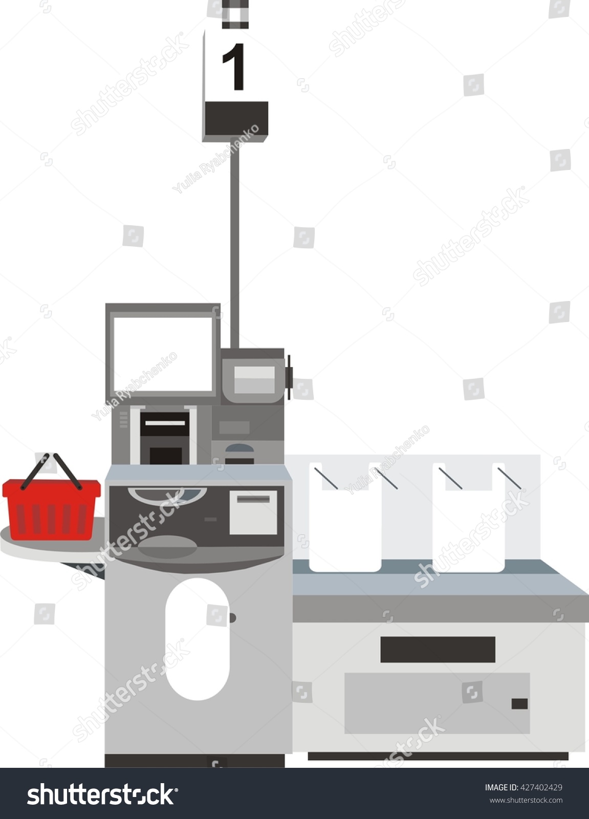 Self-Checkout Supermarket Stock Vector Illustration 427402429 ...