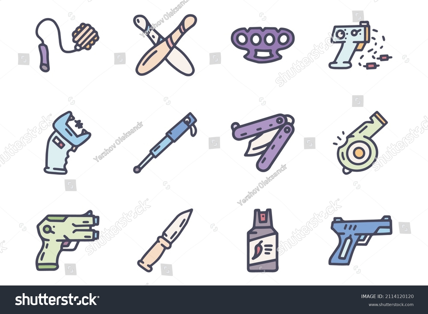 Self Defence Color Vector Doodle Simple Stock Vector (Royalty Free ...