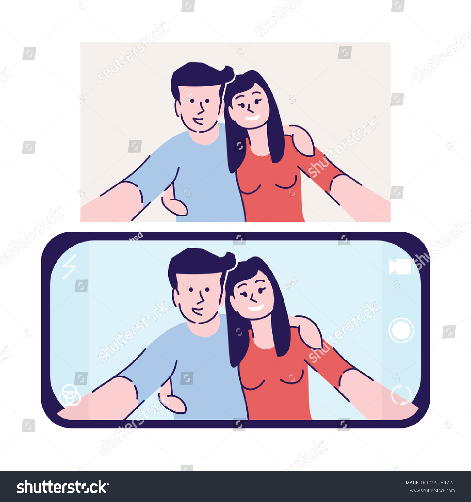 Selfie Flat Vector Illustration Couple Love Stock Vector (Royalty Free ... Selfie Flat Vector Illustration Couple Love Stock Vector (Royalty Free ...