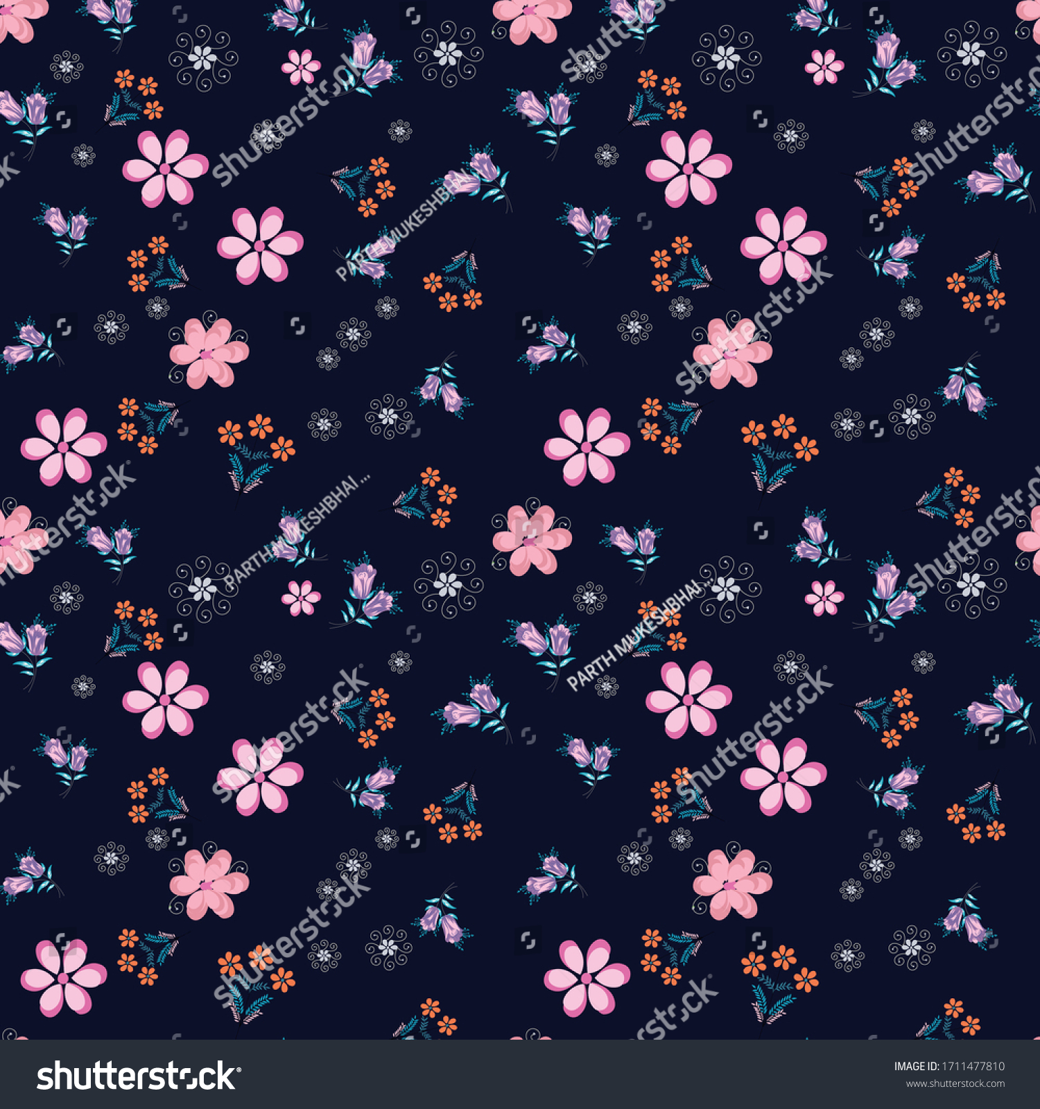Semless Small Vector Flower Design Pattern Stock Vector (Royalty Free ...