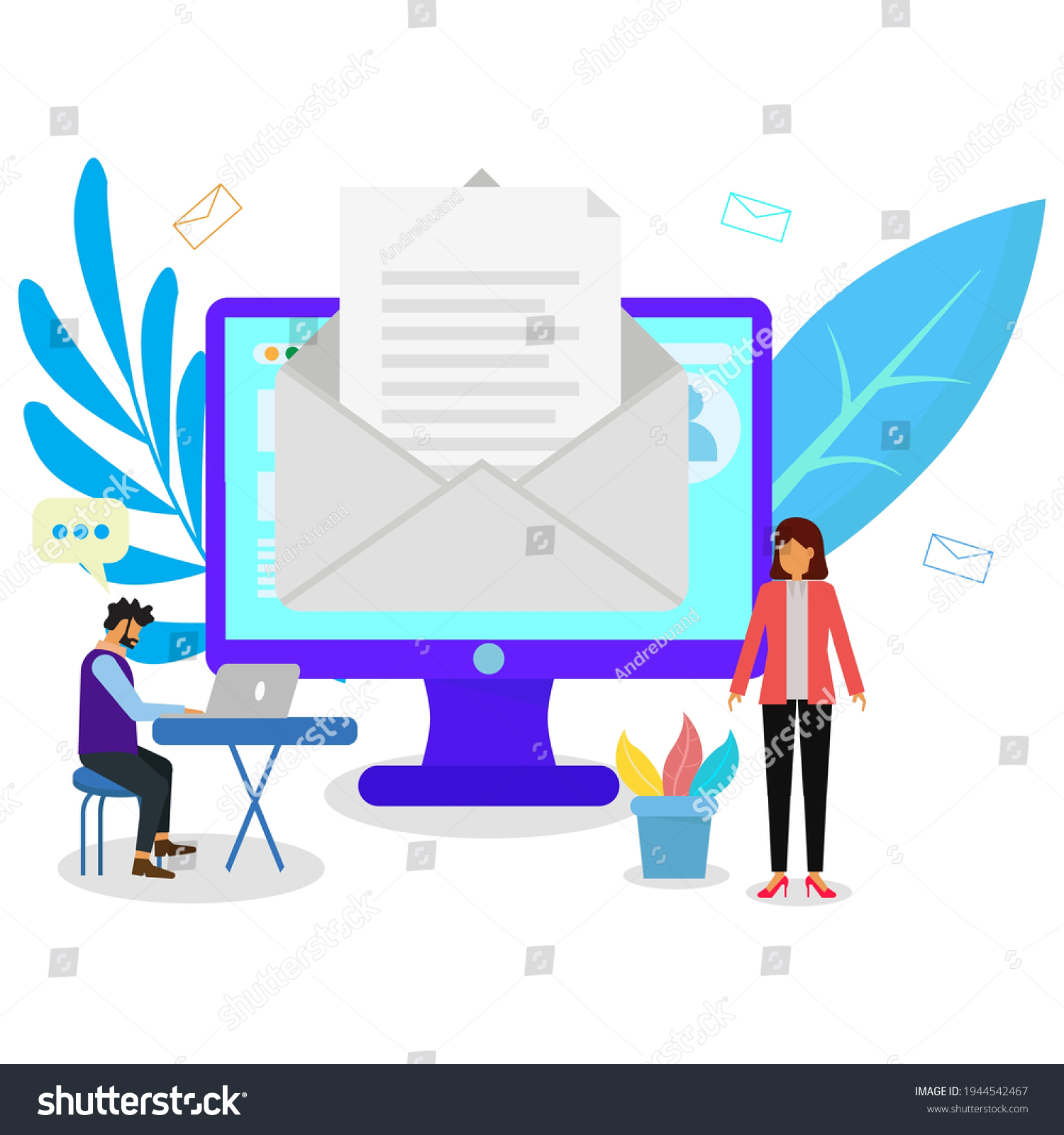 Sending Mail Computer Flat Illustratioin Vector Stock Vector (Royalty ...