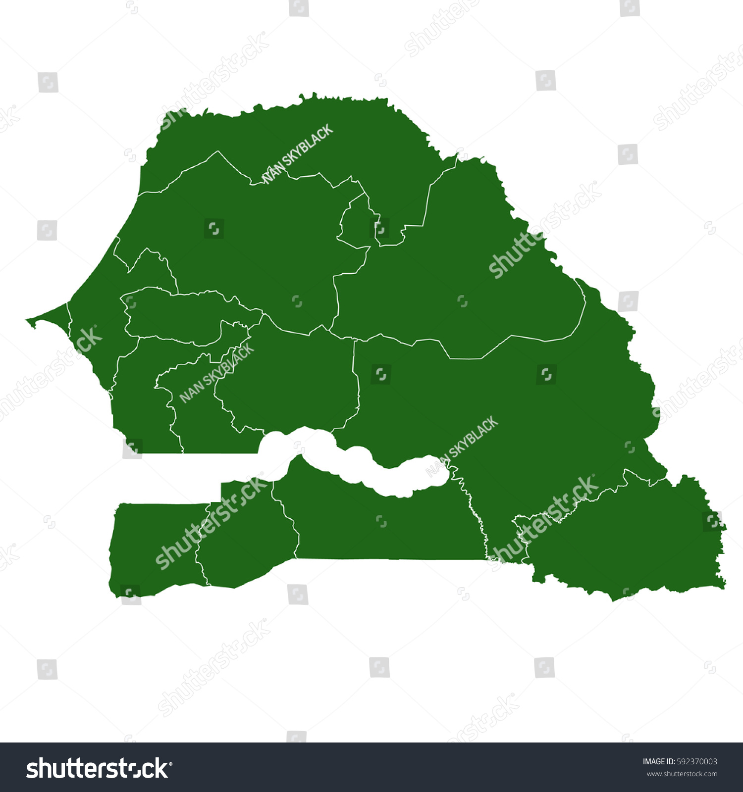 Senegal Green Map Stock Vector (Royalty Free) 592370003