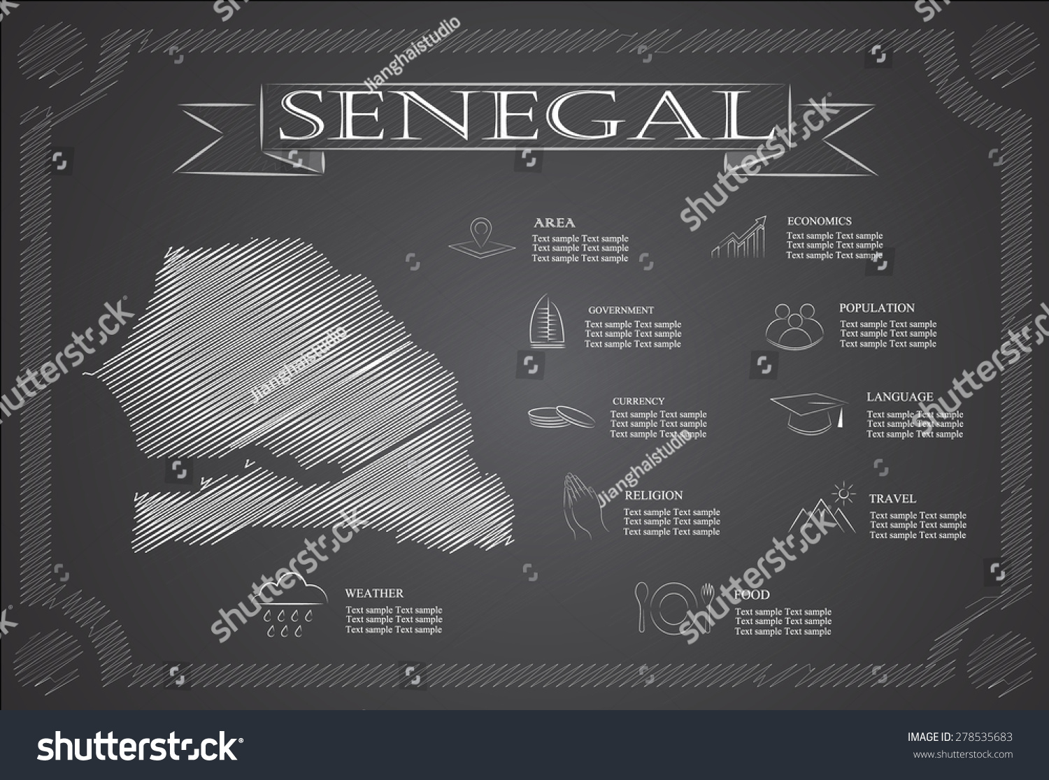Senegal Infographics Statistical Data Sights: vector de stock (libre de ...