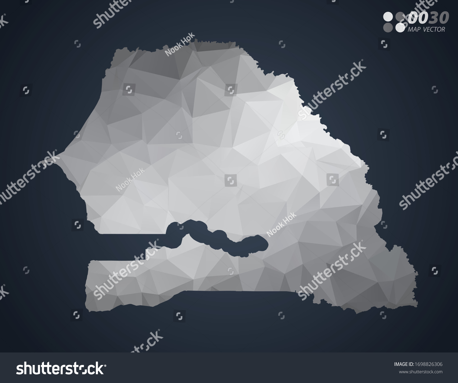 Senegal Map Grey Polygon Red Triangle Stock Vector (Royalty Free ...