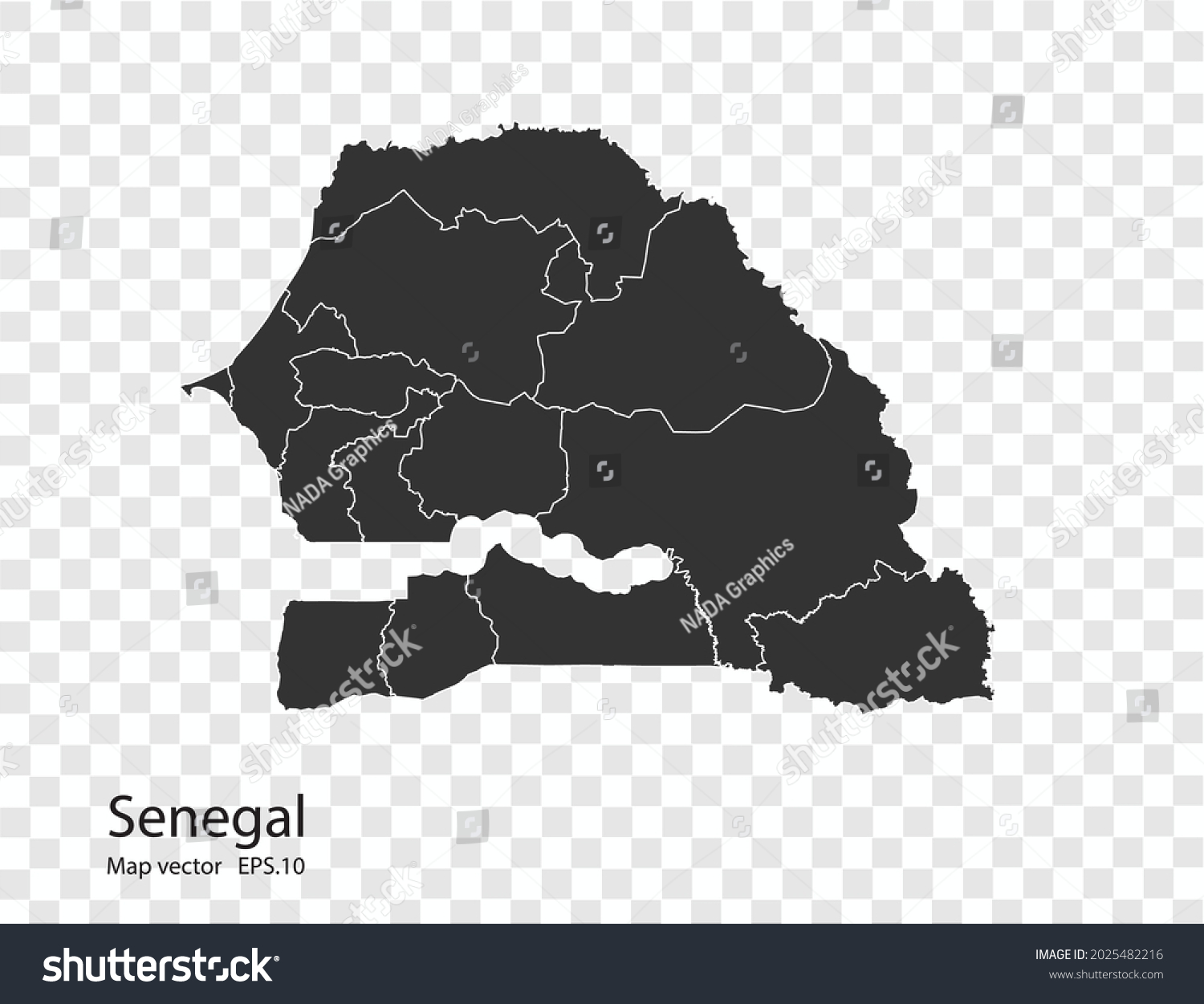 Senegal Map Vector Isolated On Transparent Stock Vector (Royalty Free ...