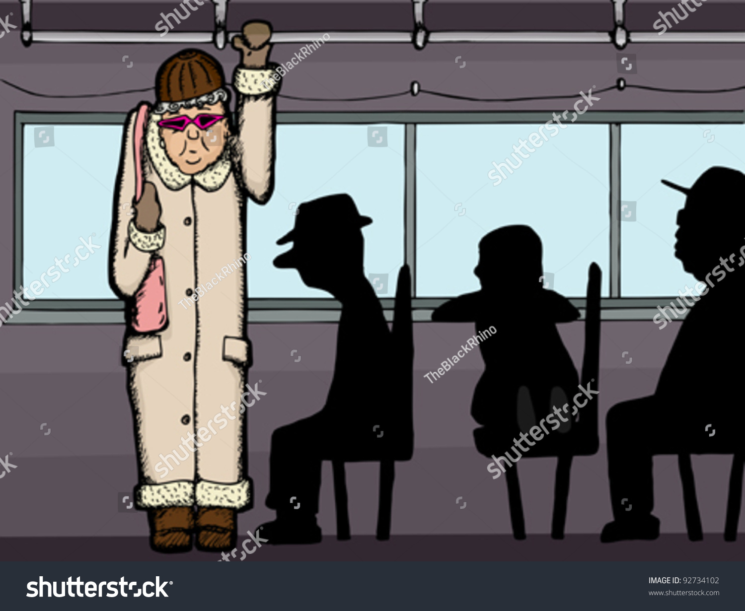 Senior Citizen Stands Aboard Bus Silhouettes 스톡 벡터로열티 프리 92734102 Shutterstock
