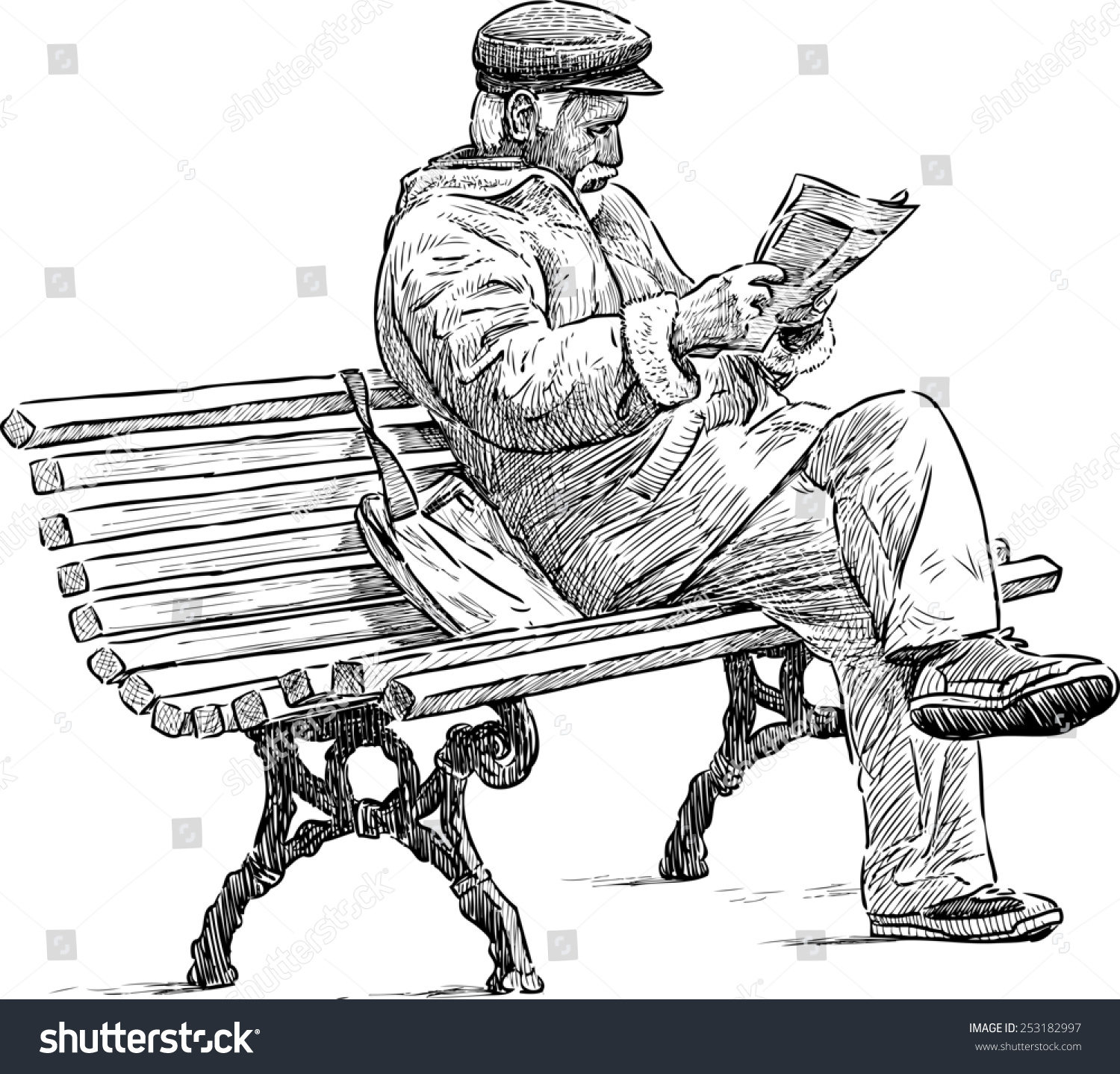 152 Hand drawing of elderly people reading Images, Stock Photos ...