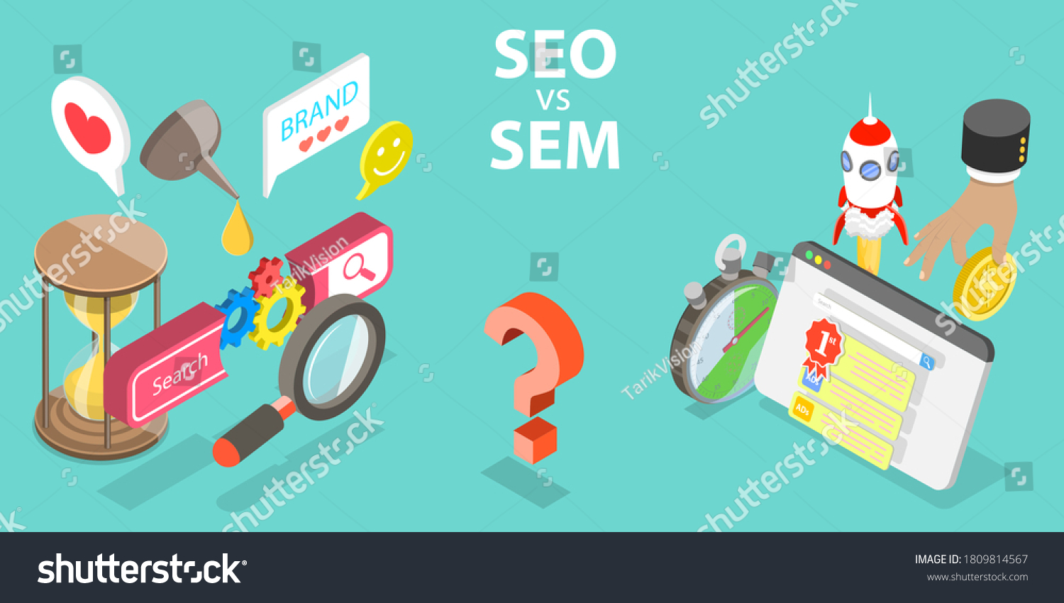 Seo Vs Sem Difference Between Search Stock Vector (Royalty Free ...