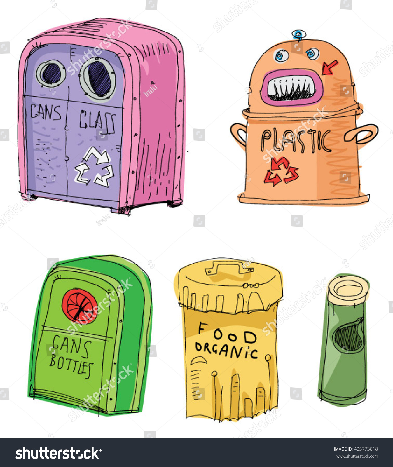 Separated Garbage Collection Cartoon Stock Vector (Royalty Free ...
