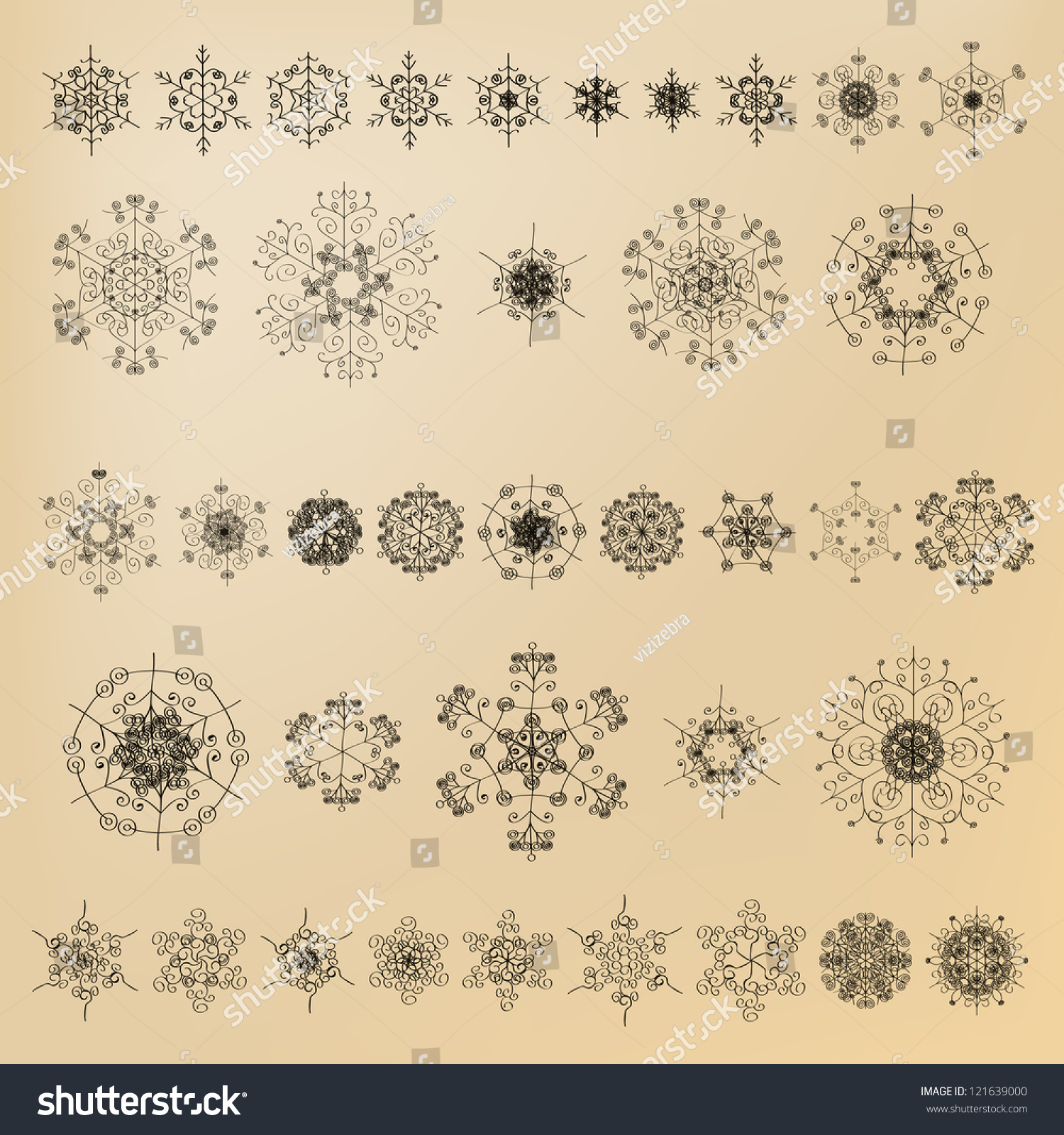 Sepia Snowflake Stock Vector (Royalty Free) 121639000