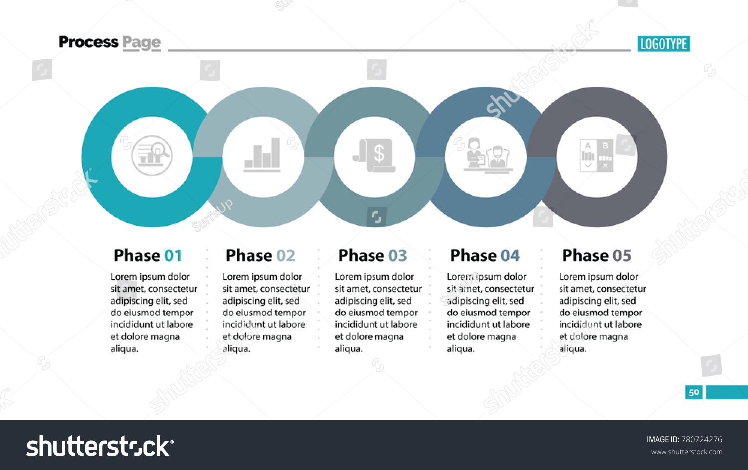 Sequence Five Phases Slide Template: Stock-Vektorgrafik (Lizenzfrei ...