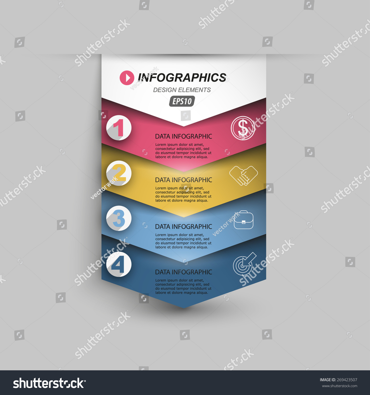 Sequential Data Hierarchy Business Infographic Element Stock Vector ...