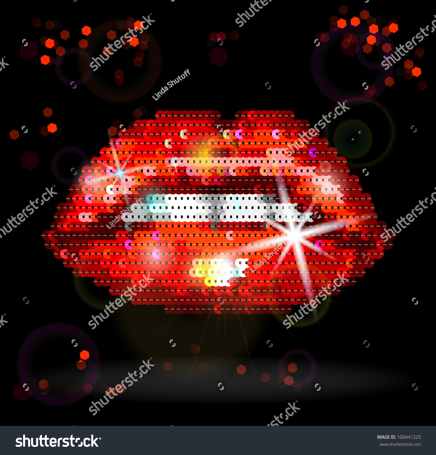 Sequin Red Lips On Black Background Stock Vector (Royalty Free) 100441225