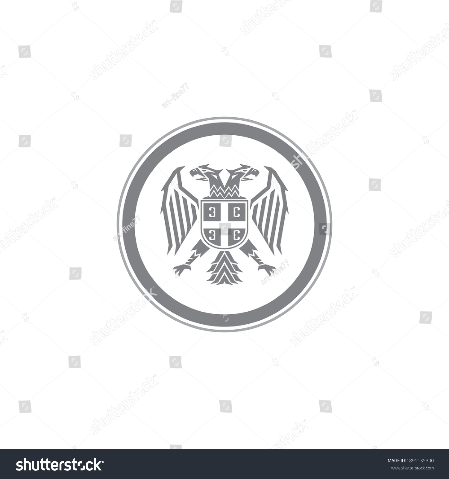 Serbian Eagle Logo Vector Circle Silver: vetor stock (livre de direitos ...