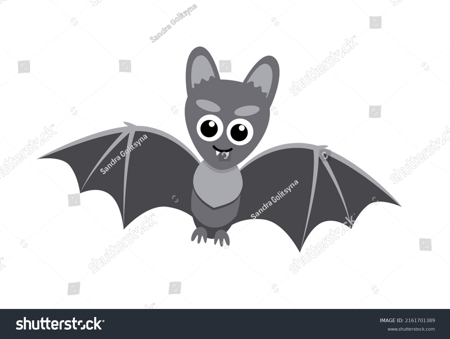Serious Bat Flying Bat Flat Cartoon Stock Vector (Royalty Free ...
