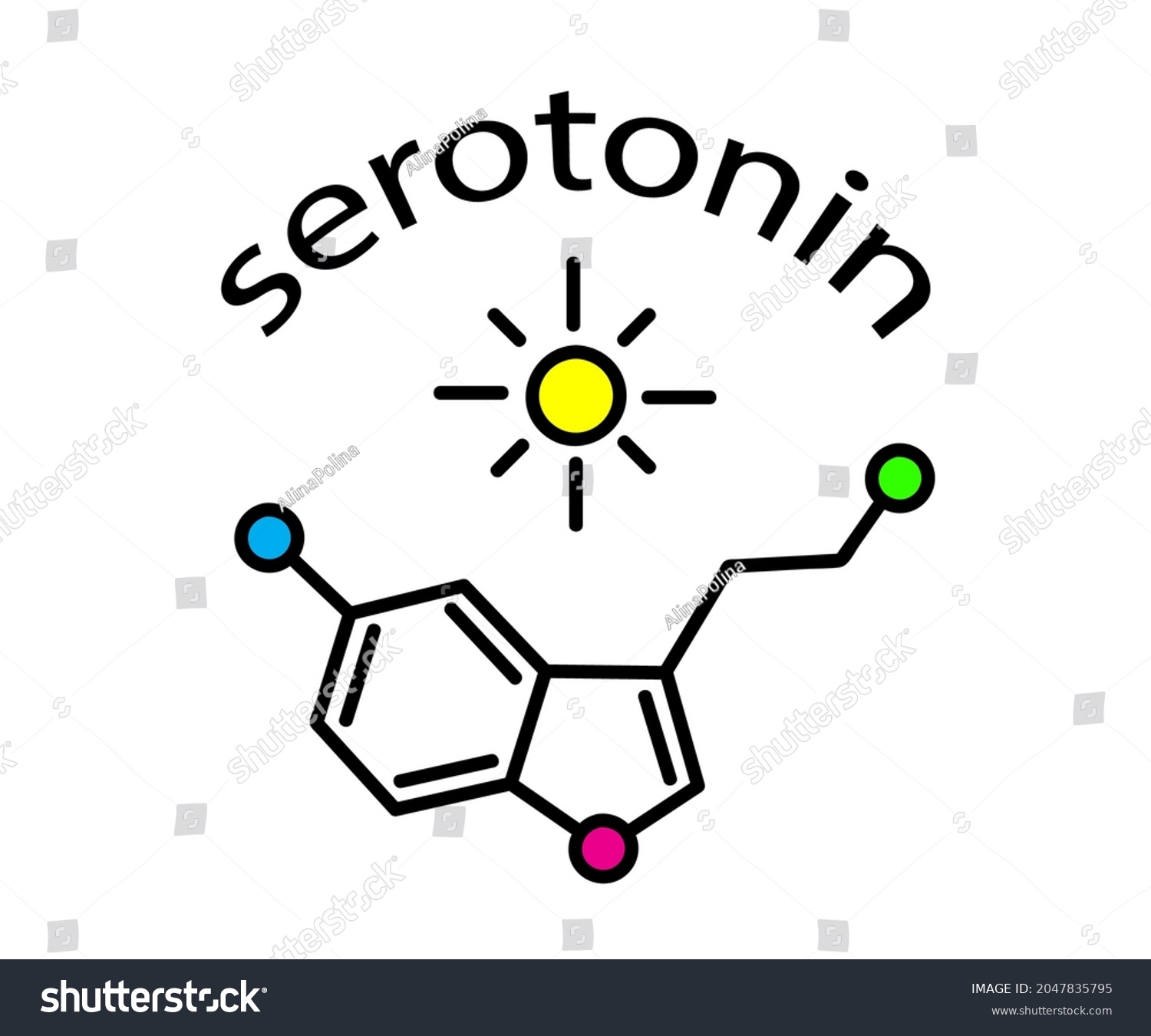 Serotonin Formula On Isolated Background Vector Stock Vector (Royalty ...