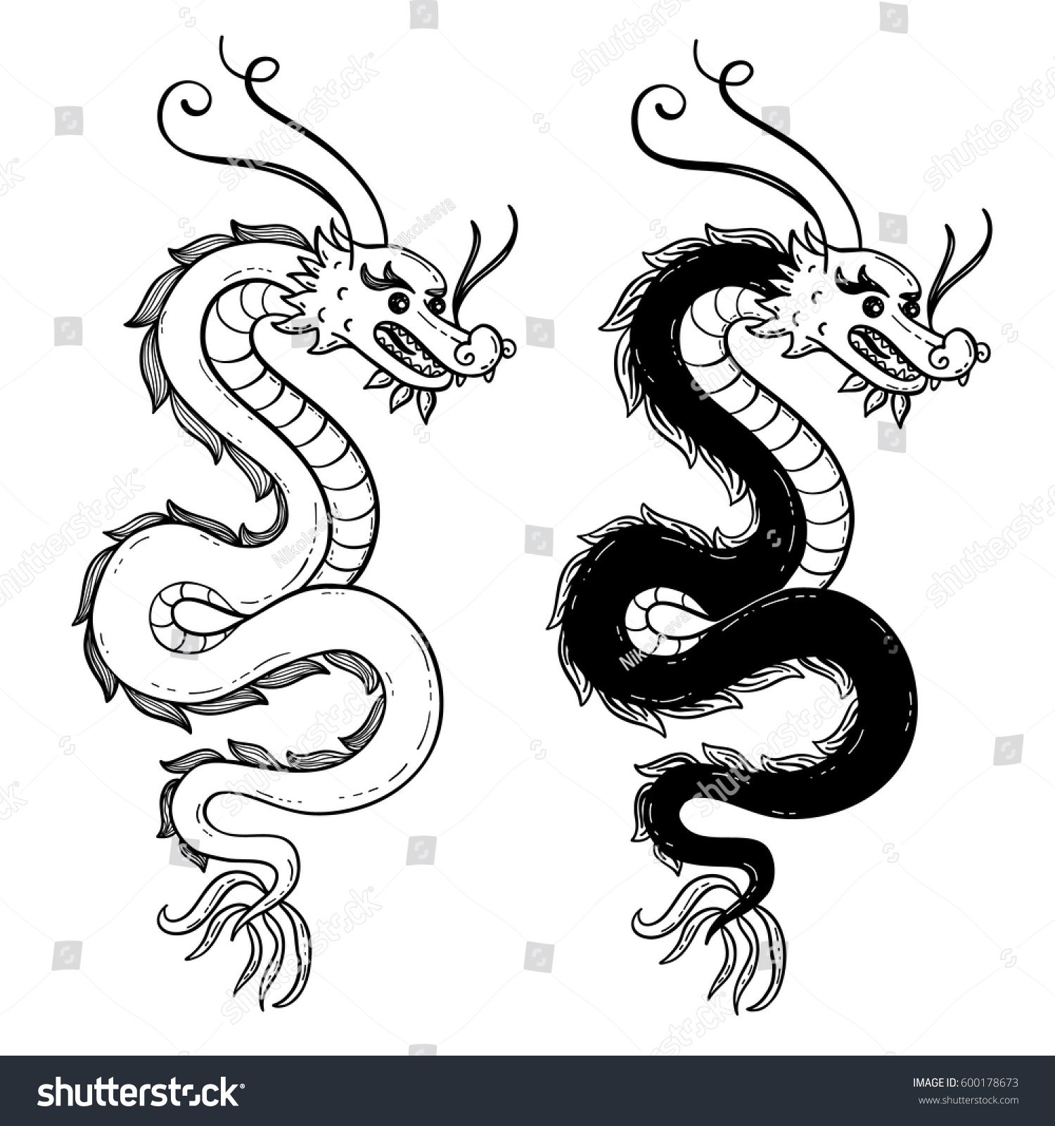 Serpent Chinese Dragon Vector Illustration Stock Vector (Royalty Free ...