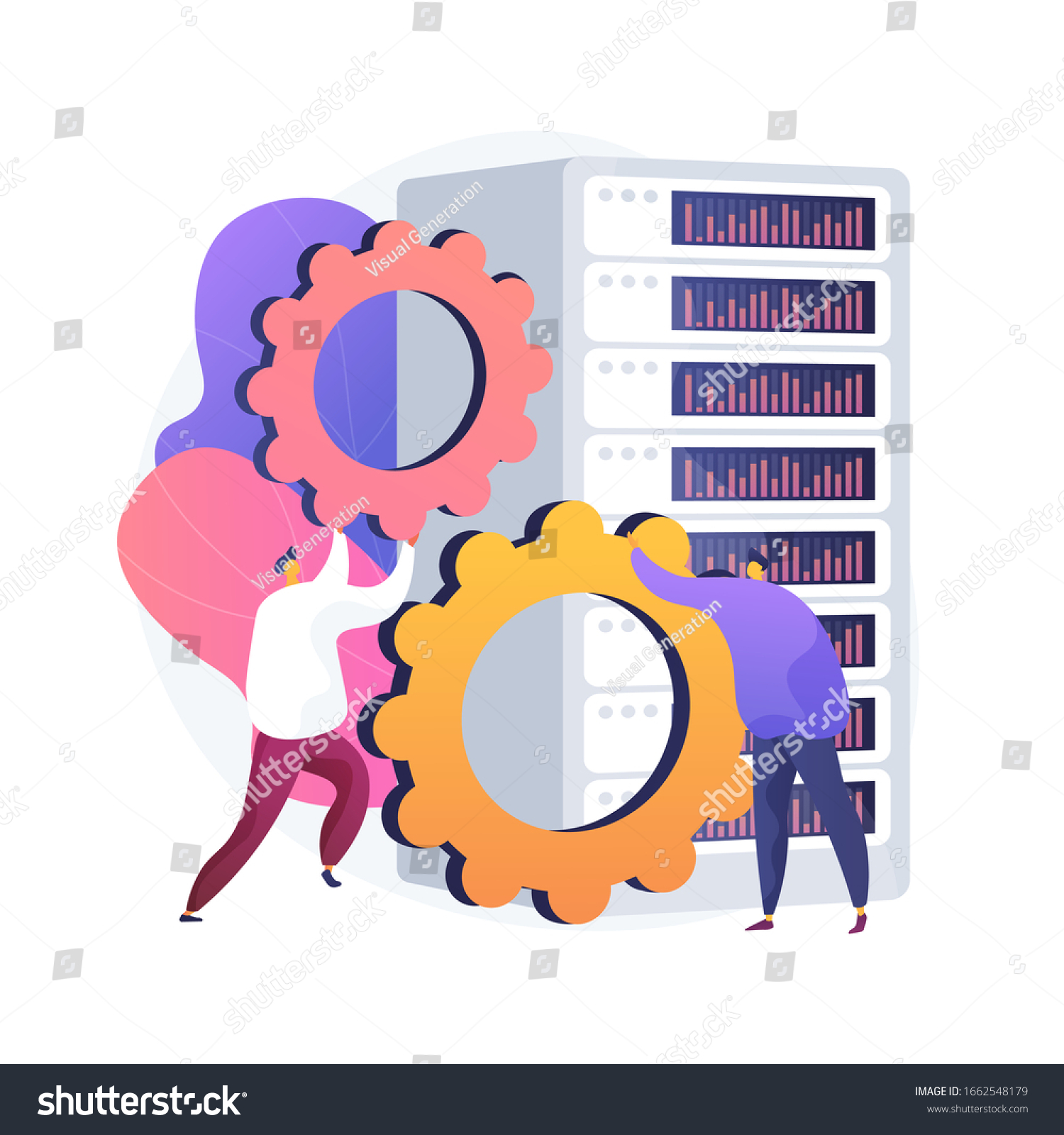 Server Hardware Maintenance Teamwork Fixing Gear Stock Vector (Royalty ...