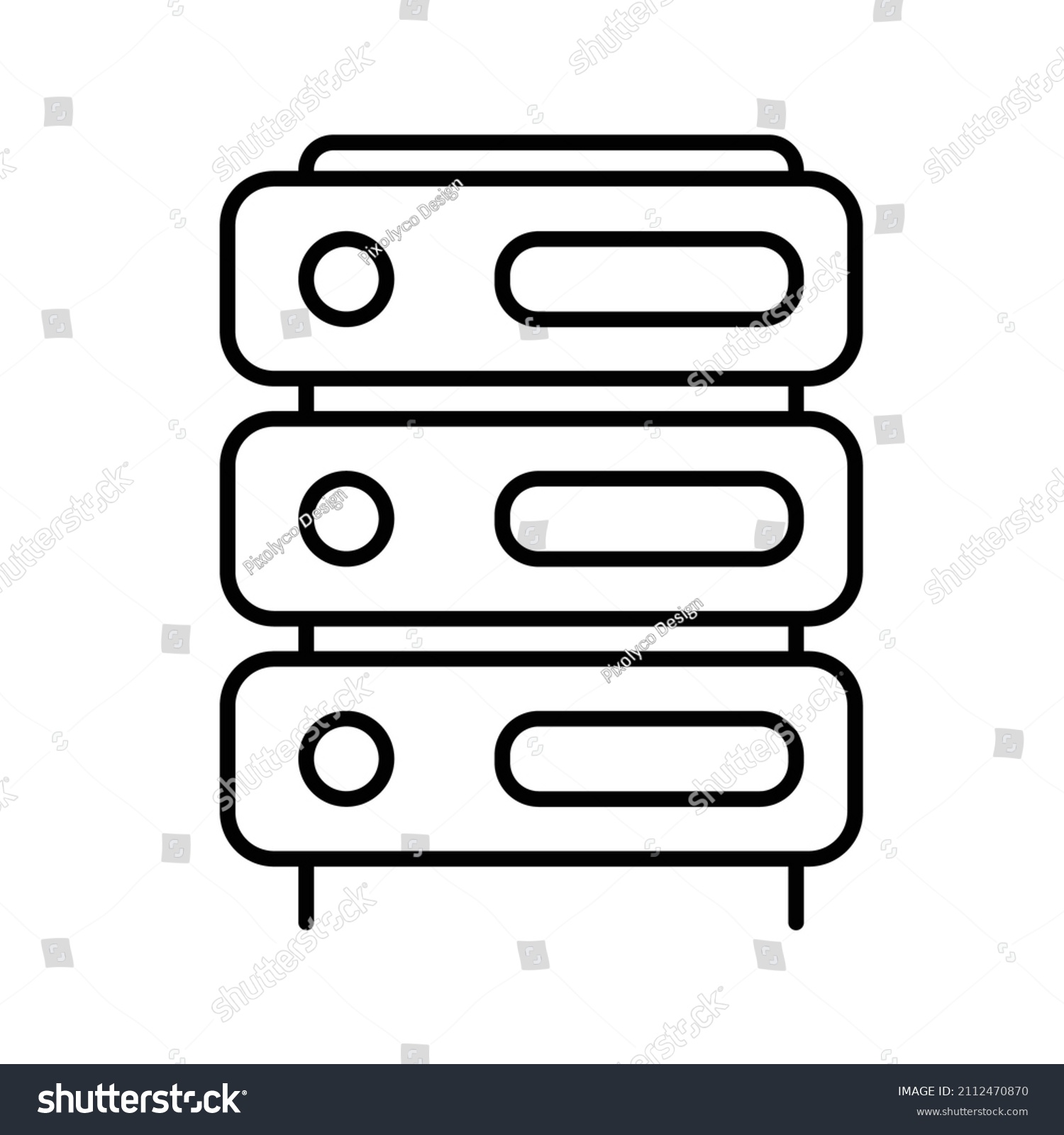 Server Rack Icon Illustration Editable Stroke Stock Vector (Royalty ...