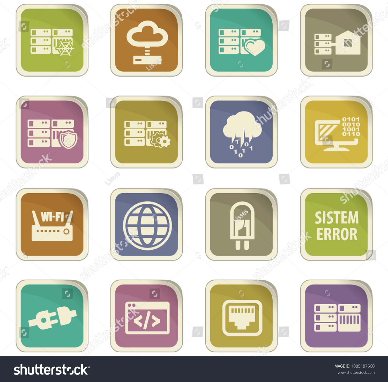 Server Vector Colored Paper Stickers Icons Stock Vector (Royalty Free ...