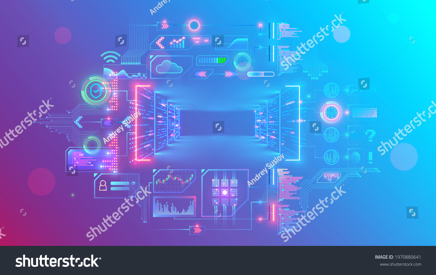 Servers Digital Data Centers Make Cloud Stock Vector (Royalty Free ...