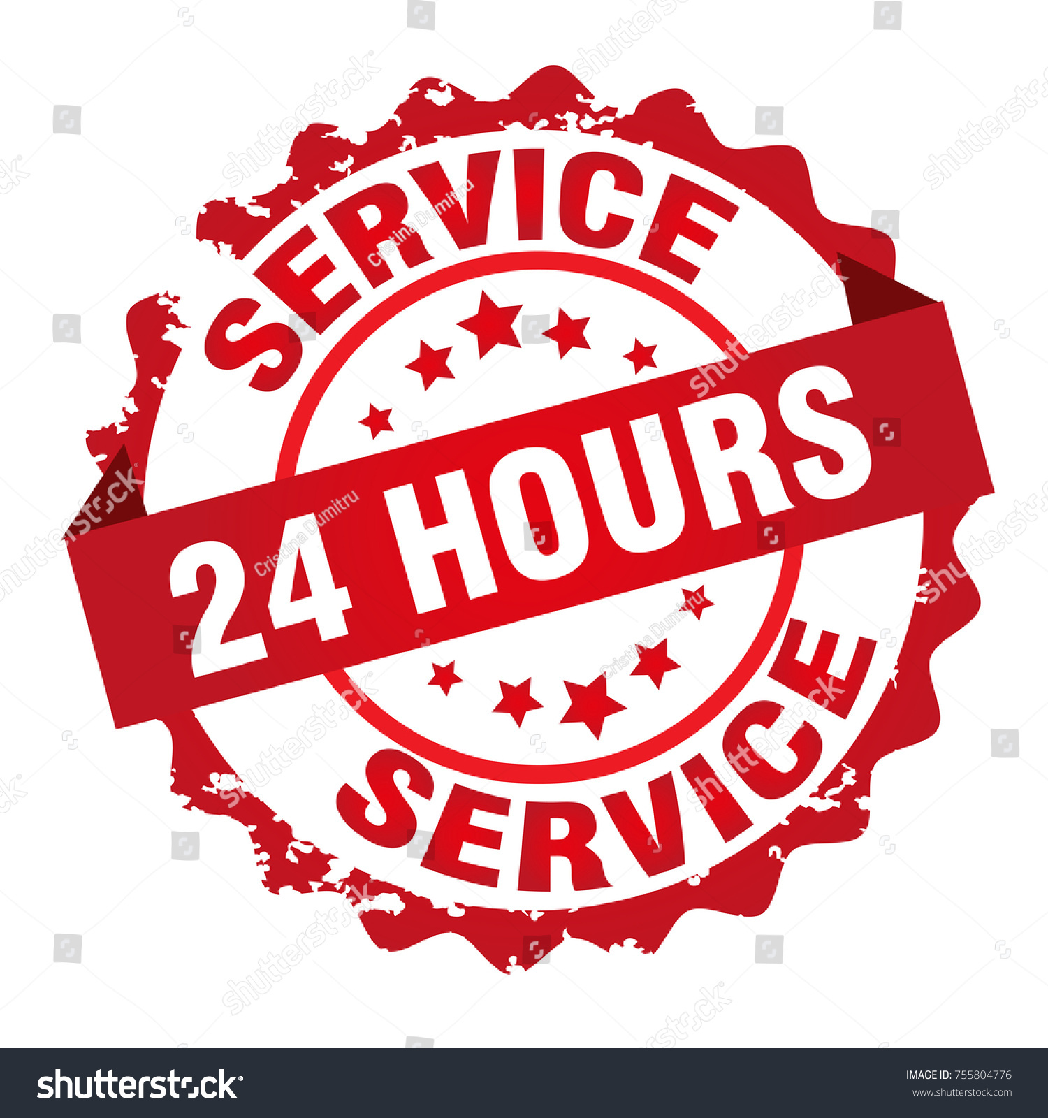 Service 24 Hours Vector Stamp Design Stock Vector (Royalty Free) 755804776