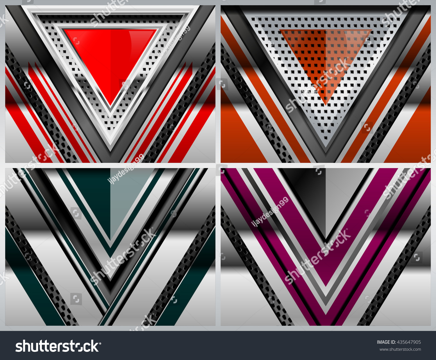 Set Abstract Metal Backgrounds Vector Illustration Stock Vector ...
