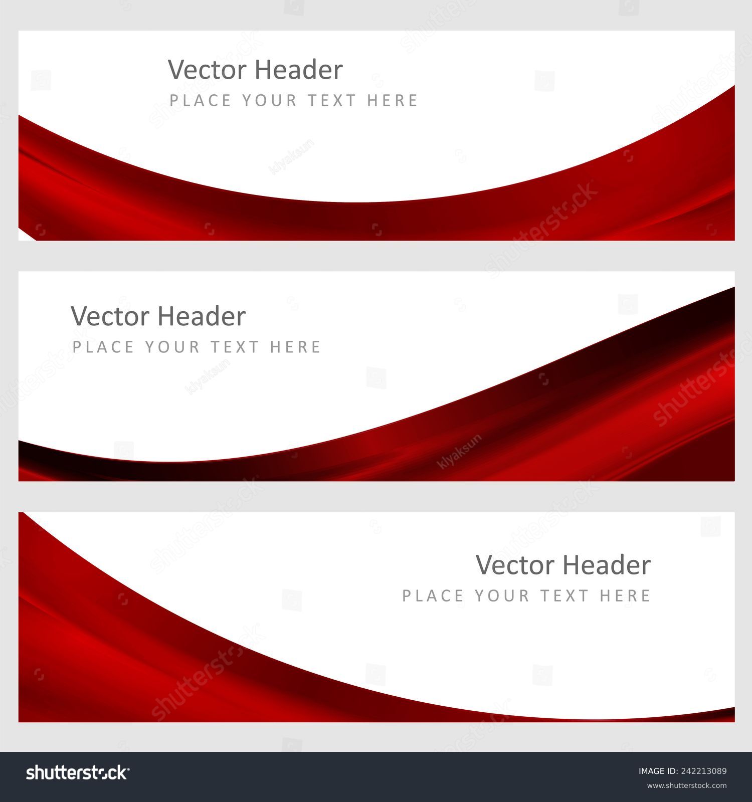 Set Abstract Vector Banners With Smooth Shiny Red Waves - 242213089 ...