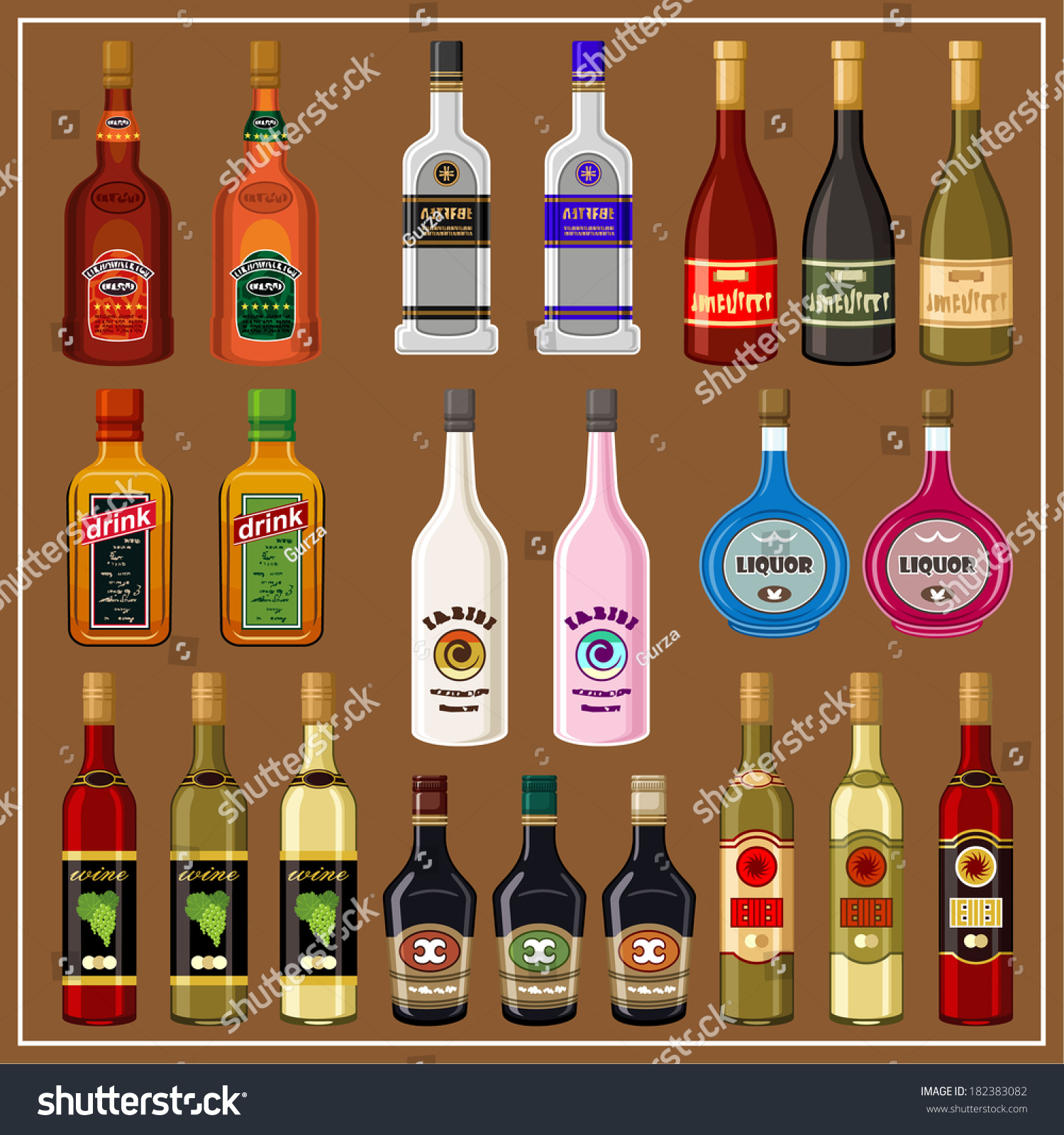 Set Alcoholic Beverages Vector Stock Vector (Royalty Free) 182383082 ...