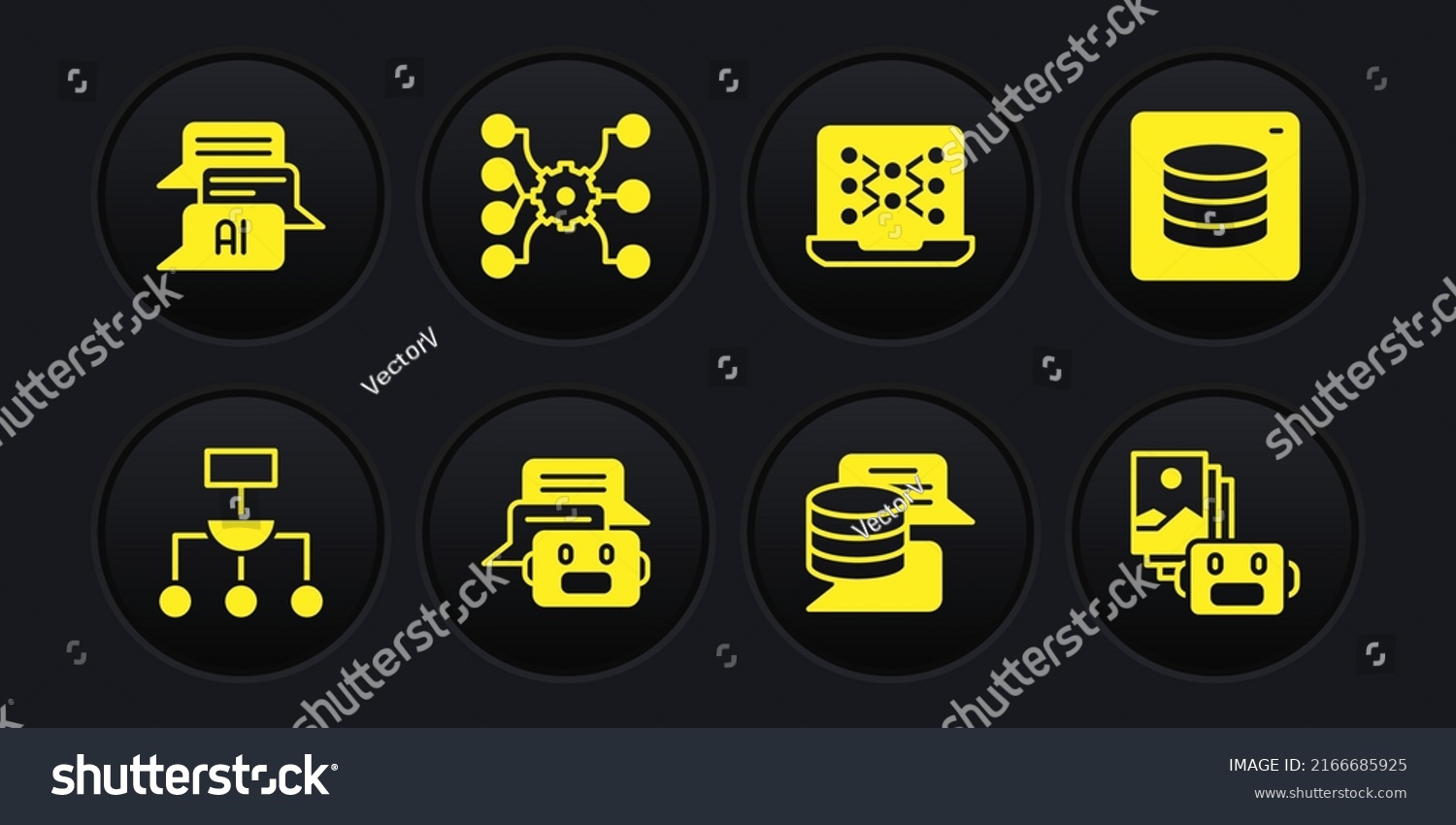 Set Algorithm Server Data Chat Bot Stock Vector Royalty Free 2166685925 Shutterstock