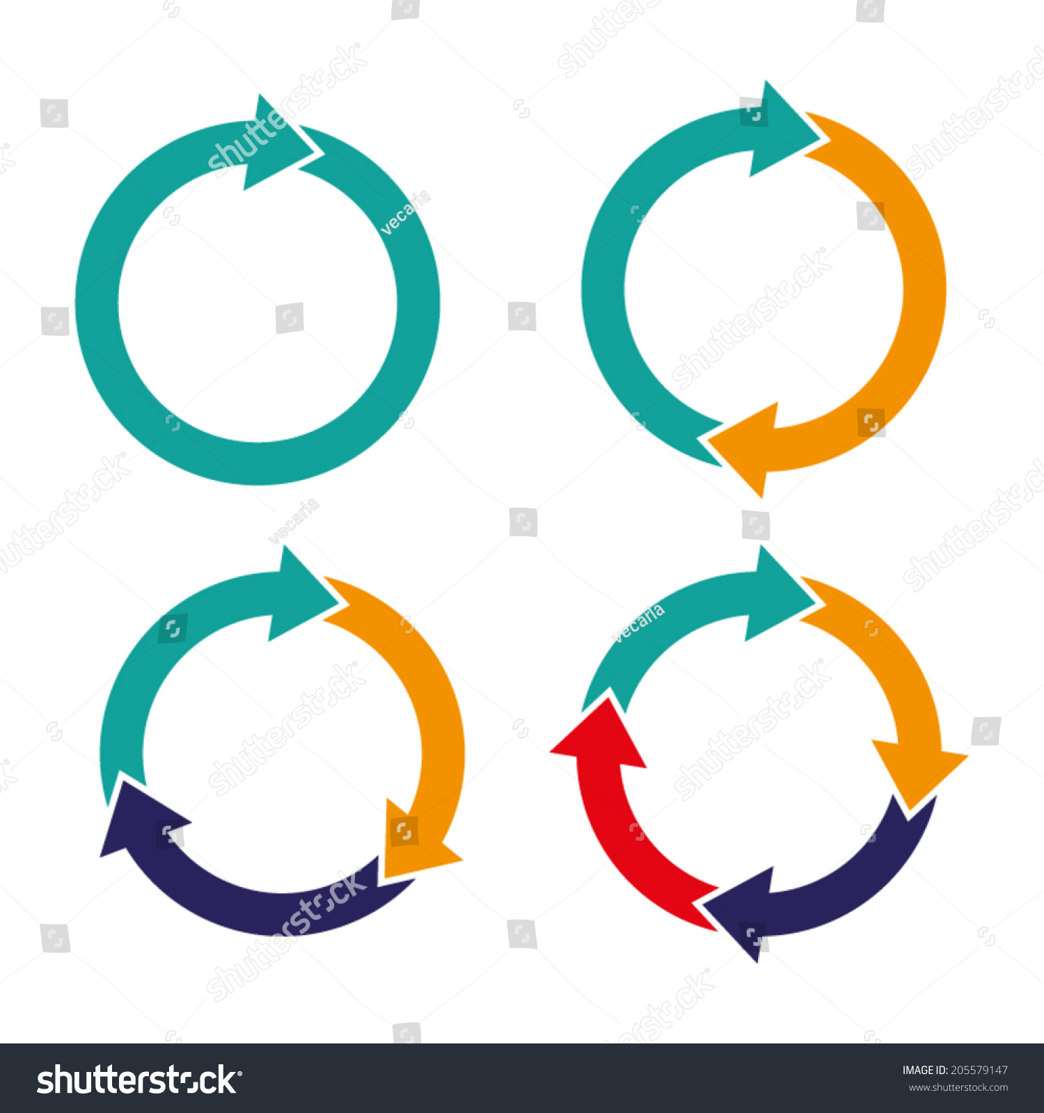 Set Arrows Rotation Circle Stock Vector (Royalty Free) 205579147 ...