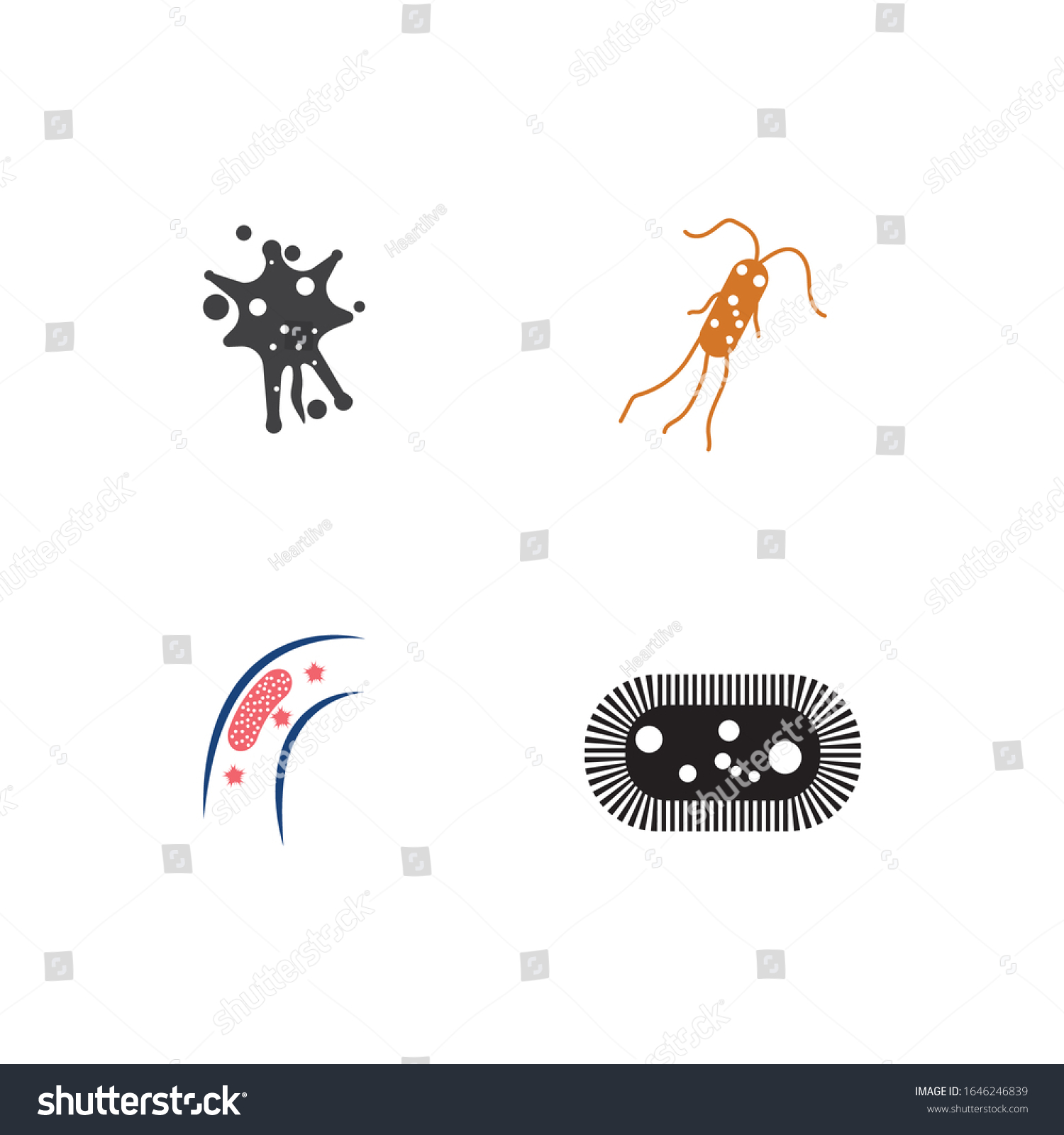 Set Bacterial Logo Template Vector Symbol Stock Vector (Royalty Free ...