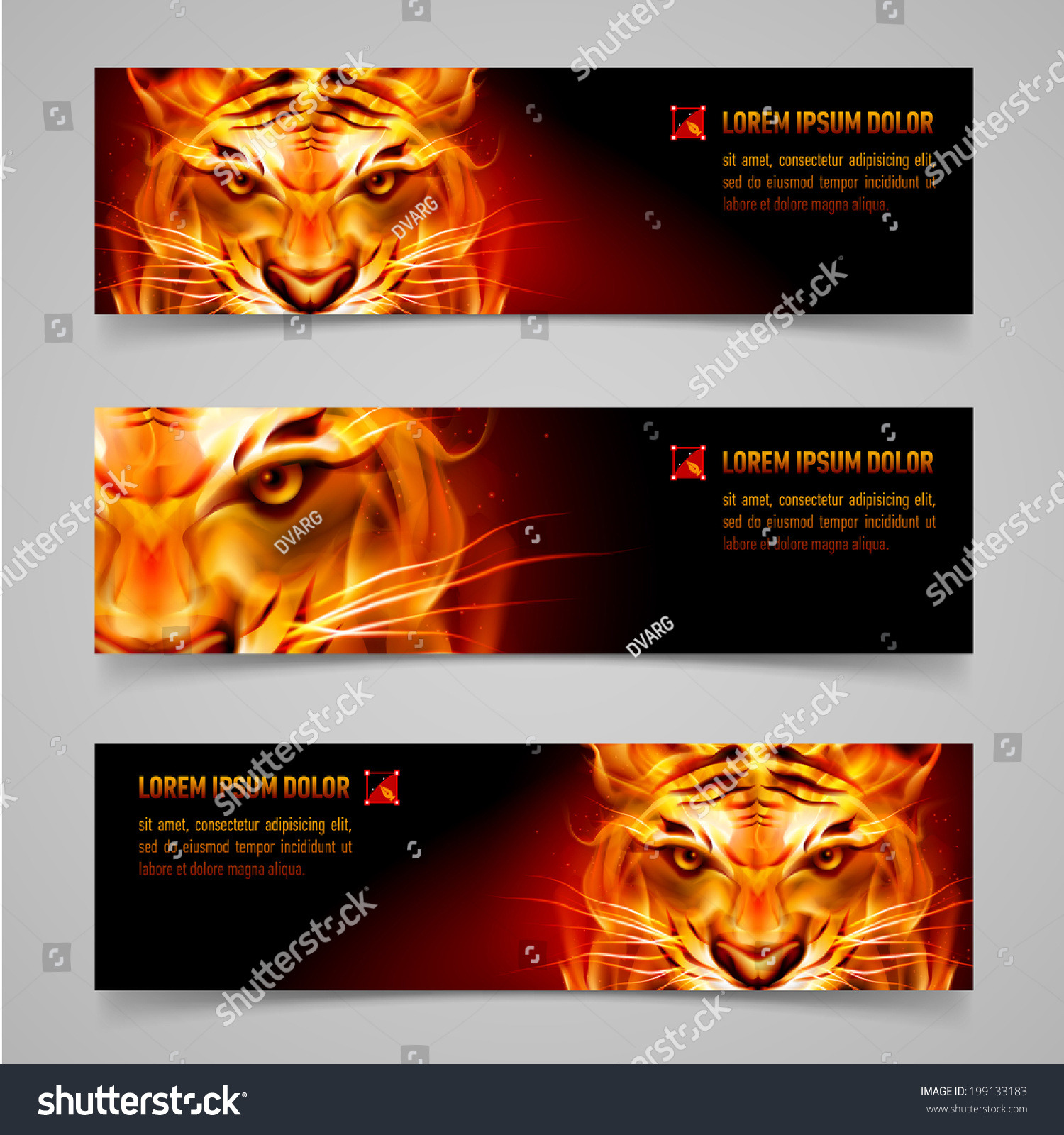 Set Banners Fire Tiger Message Black 스톡 벡터(로열티 프리) 199133183 | Shutterstock