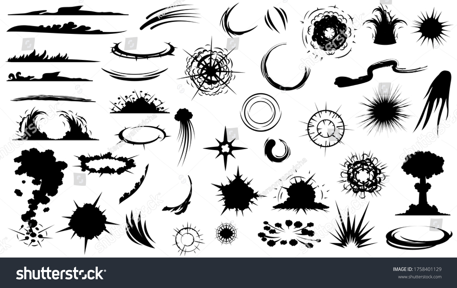 Set Black Silhouette Explosion Vector Collection: เวกเตอร์สต็อก (ปลอด ...