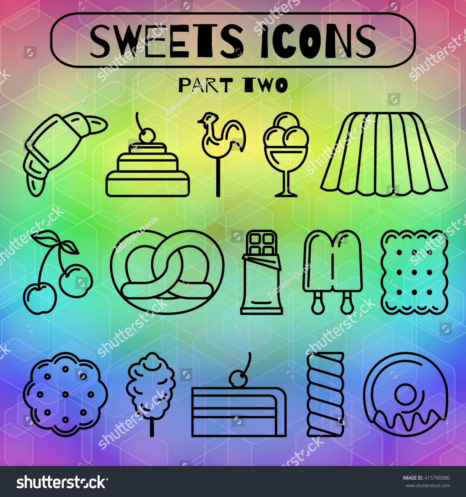 Set Black Sweet Icons Stock Vector (Royalty Free) 415790080